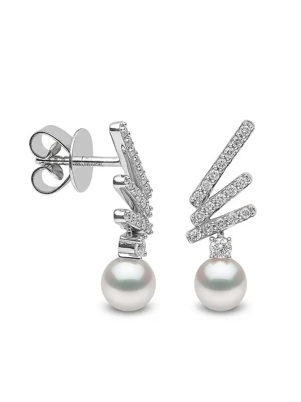 Yoko London 18kt White Gold Akoya Pearl And Diamond Earrings - Silver