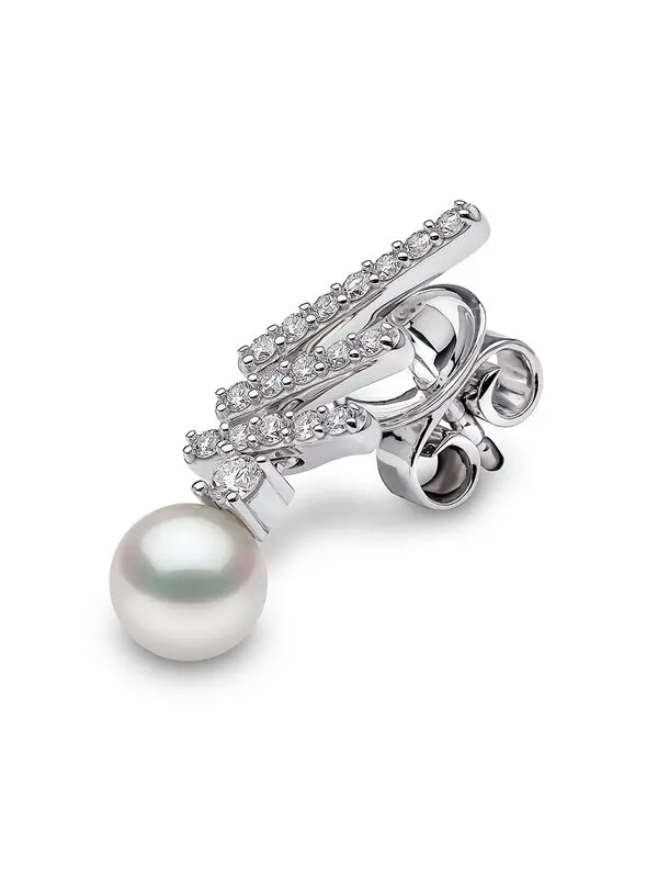 Yoko London 18kt White Gold Akoya Pearl And Diamond Earrings - Silver