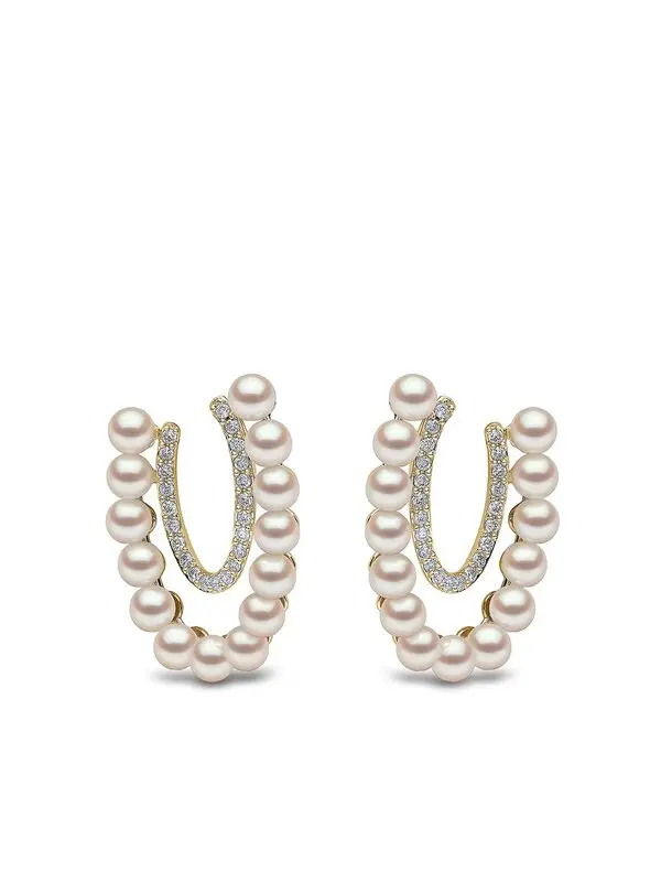 Yoko London 18kt Yellow Akoya Pearl And Diamond Earrings - Gold