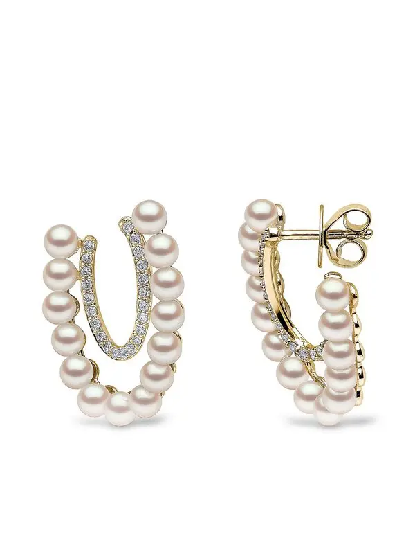 Yoko London 18kt Yellow Akoya Pearl And Diamond Earrings