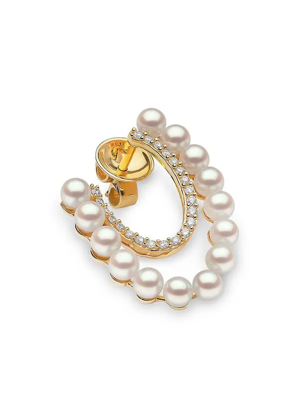 Yoko London 18kt Yellow Akoya Pearl And Diamond Earrings