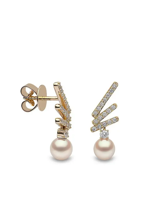 Yoko London 18kt Yellow Akoya Pearl And Diamond Stud Earrings - Gold