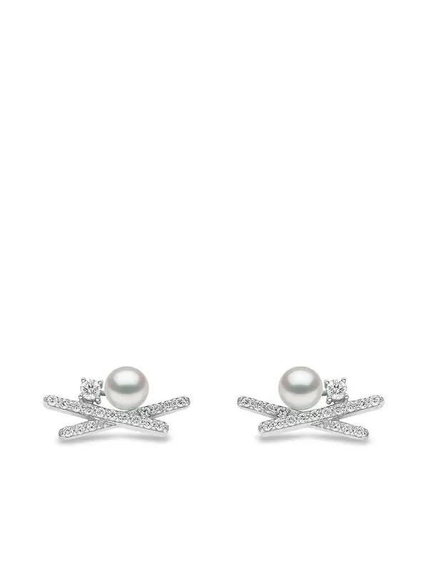 Yoko London 18kt White Gold Akoya Pearl And Diamond Stud Earrings - Silver