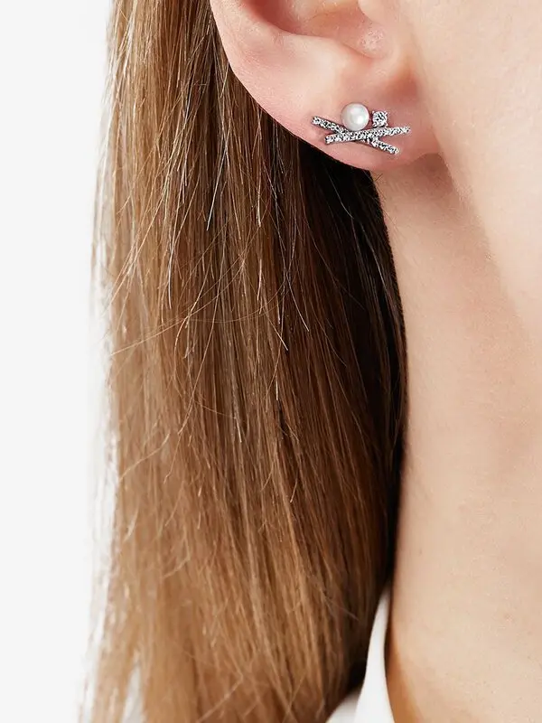 Yoko London 18kt White Gold Akoya Pearl And Diamond Stud Earrings - Silver