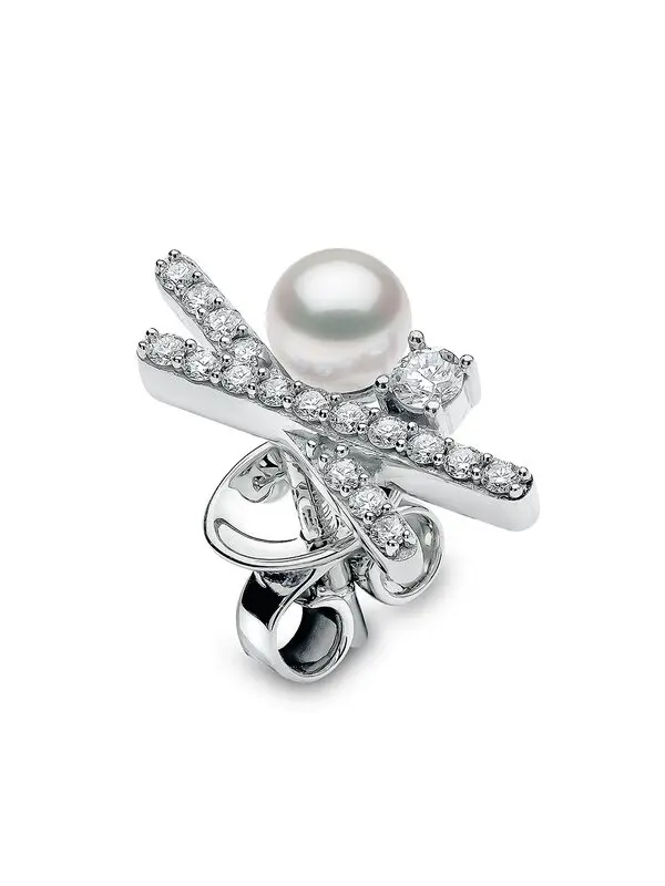 Yoko London 18kt White Gold Akoya Pearl And Diamond Stud Earrings - Silver