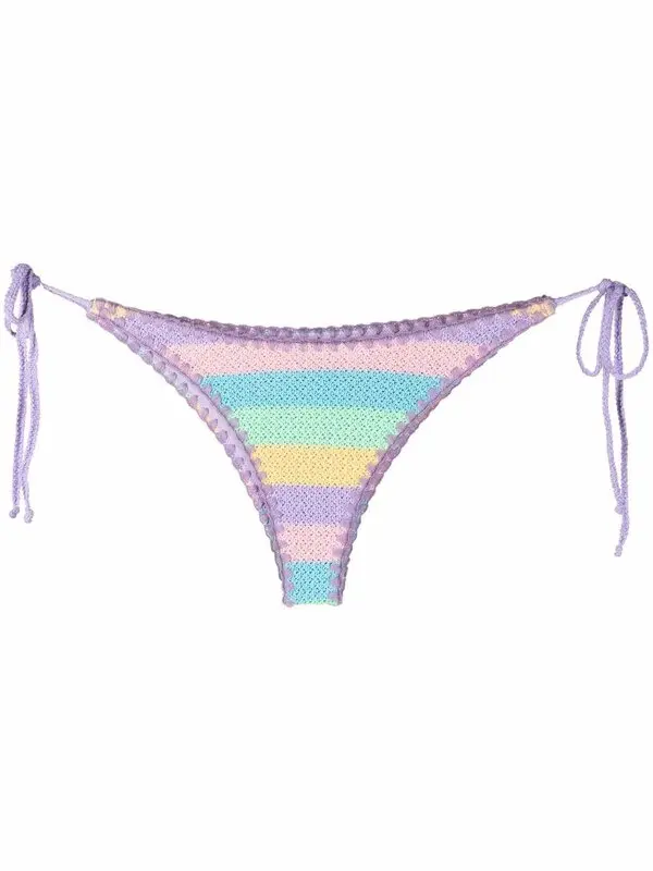 MC2 SAINT BARTH Marielle Striped Crochet Bikini Briefs - Blue