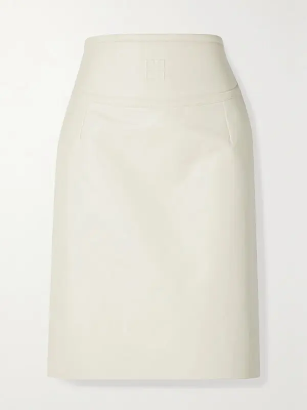 Givenchy Cutout Embossed Leather Skirt - Off-white