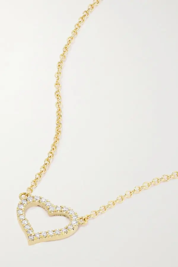 JENNIFER MEYER Small Open Heart 18-karat Diamond Necklace - Gold