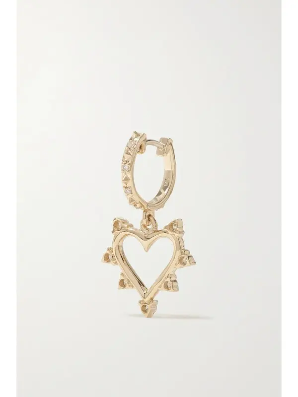 MARLO LAZ Open Heart 14-karat Diamond Earrings