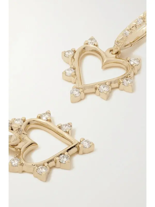 MARLO LAZ Open Heart 14-karat Diamond Earrings