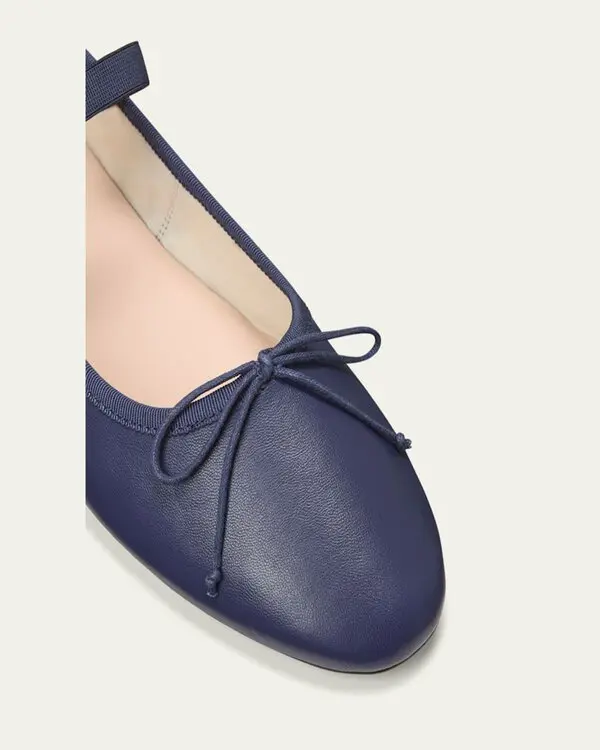LOEFFLER RANDALL Leonie Lambskin Bow Ballerina Flats - Navy