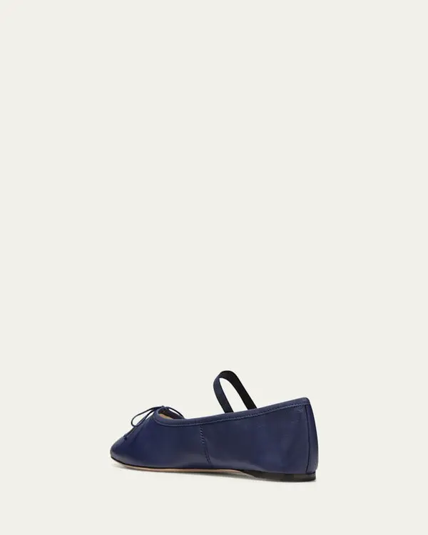 LOEFFLER RANDALL Leonie Lambskin Bow Ballerina Flats - Navy