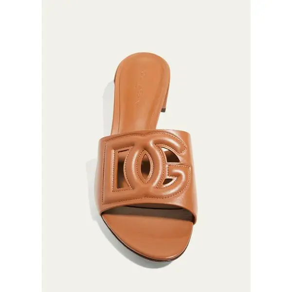 Dolce & Gabbana 40mm Dg Cutout Leather Slide - Brown