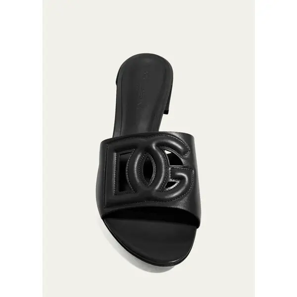 Dolce & Gabbana 40mm Dg Cutout Leather Slide - Brown