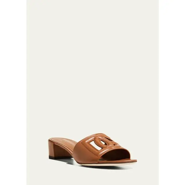 Dolce & Gabbana 40mm Dg Cutout Leather Slide - Brown