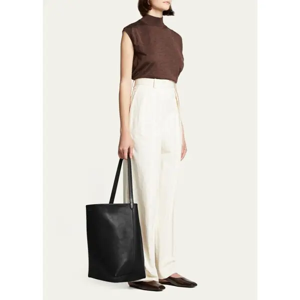 THE ROW Park North-south Leather Tote Bag - Black
