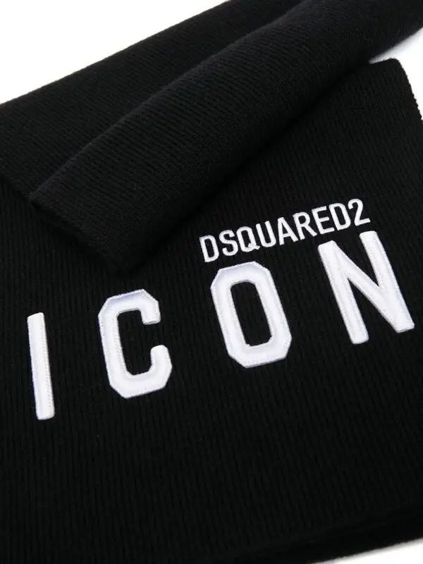 Dsquared2 Embroidered-logo Ribbed-knit Scarf
