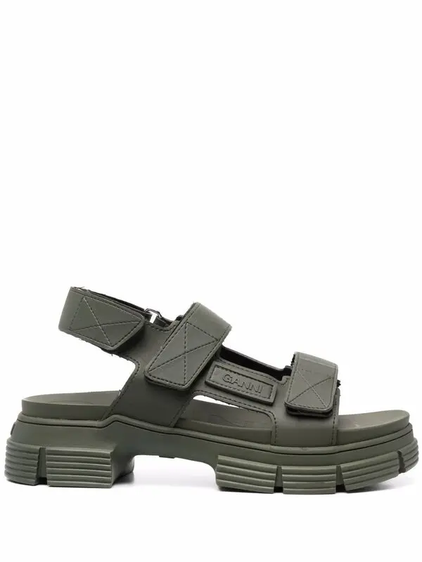 GANNI Logo Patch Touch-strap Sandals