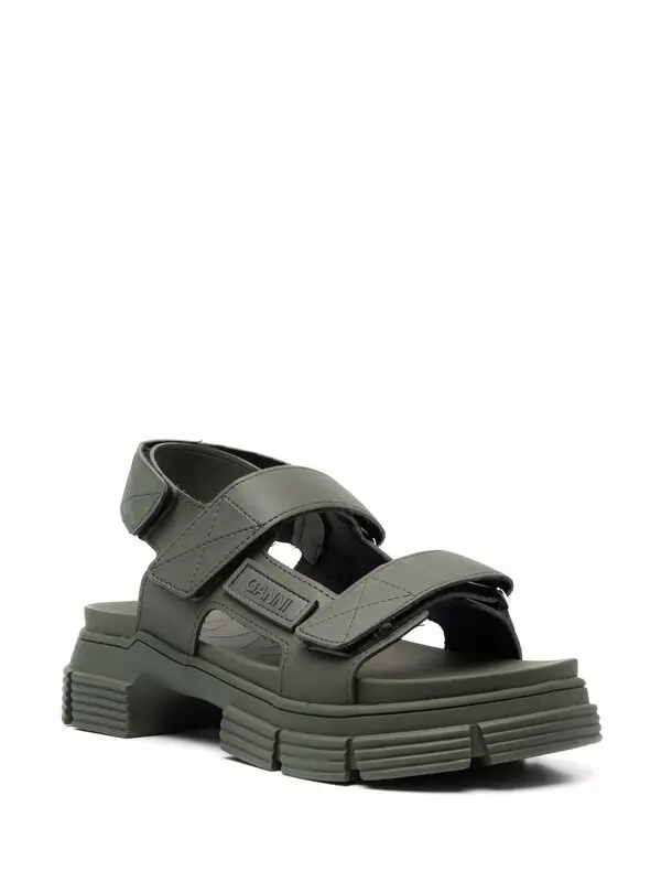 GANNI Logo Patch Touch-strap Sandals
