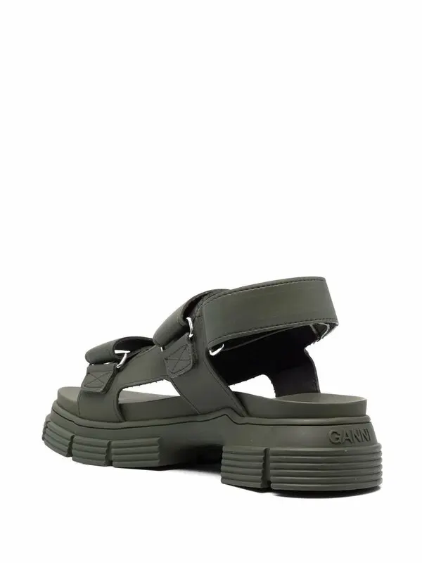 GANNI Logo Patch Touch-strap Sandals