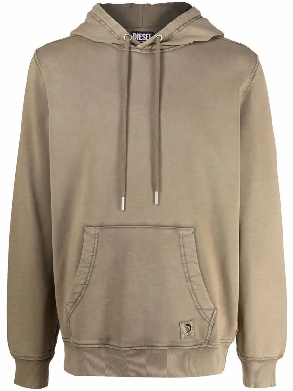 DIESEL® Logo Patch Garment-dyed Hoodie