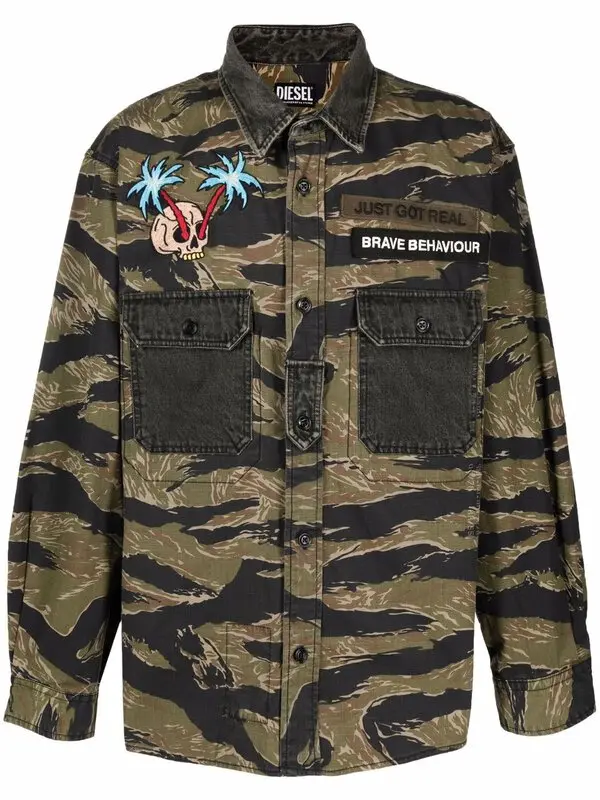 DIESEL® Camouflage Embroidered-patch Shirt