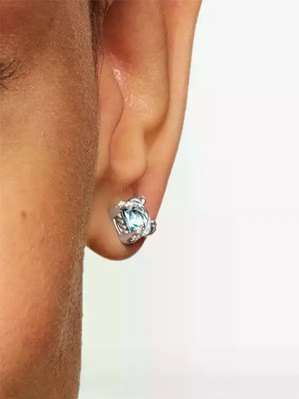David Yurman Sterling Silver Petite Chatelaine Topaz And Diamond Stud Earrings - Blue