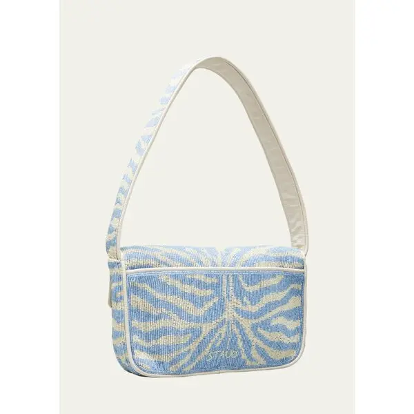 Staud Tommy Two-tone Beaded Shoulder Bag - Blue/white