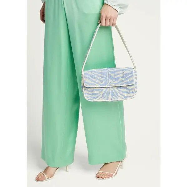Staud Tommy Two-tone Beaded Shoulder Bag - Blue/white