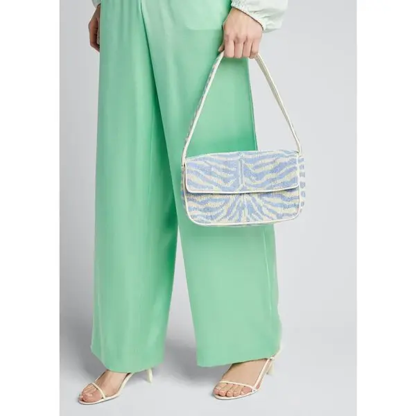 Staud Tommy Two-tone Beaded Shoulder Bag - Blue/white