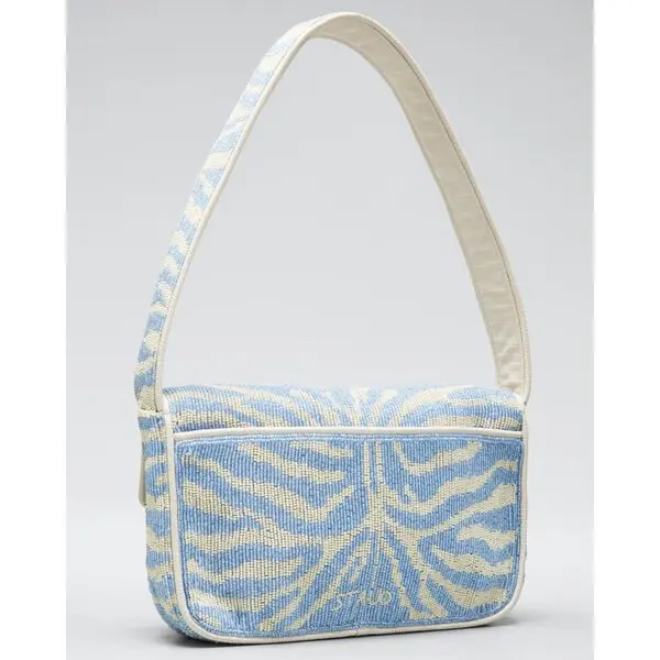 Staud Tommy Two-tone Beaded Shoulder Bag - Blue/white