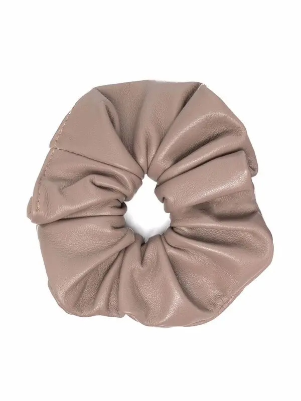 MANOKHI Leather Scrunchie Hairband - Neutrals