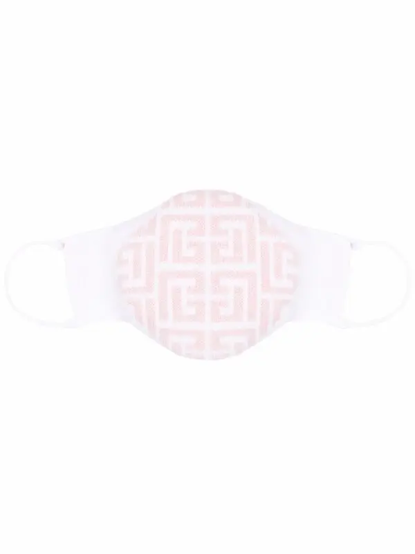 Balmain Logo Intarsia Knitted Cotton Face Mask - White