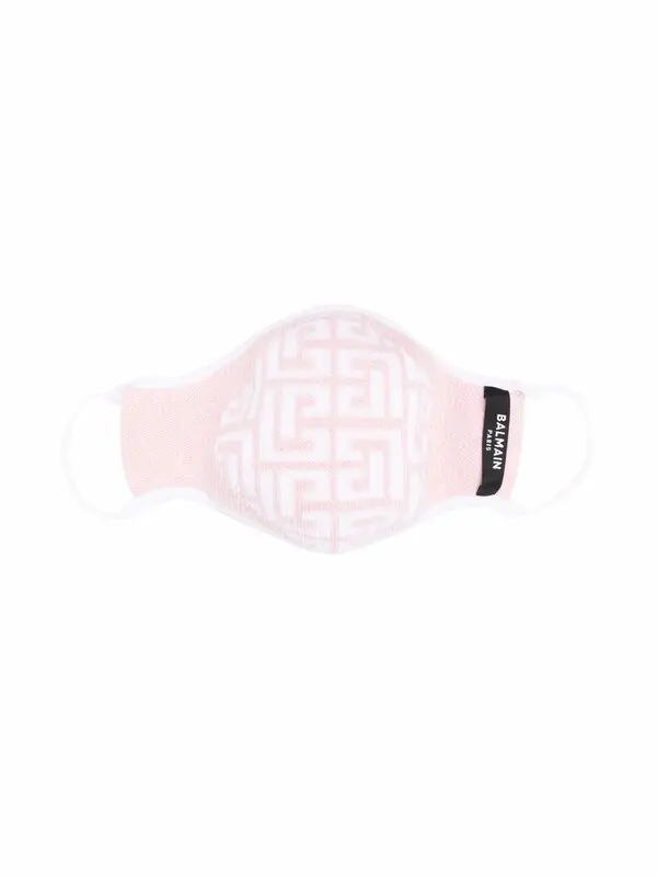 Balmain Logo Intarsia Knitted Cotton Face Mask