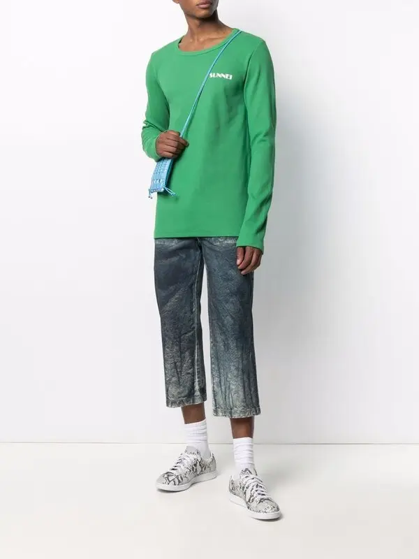 Sunnei Bleached-effect Cropped Trousers - Blue