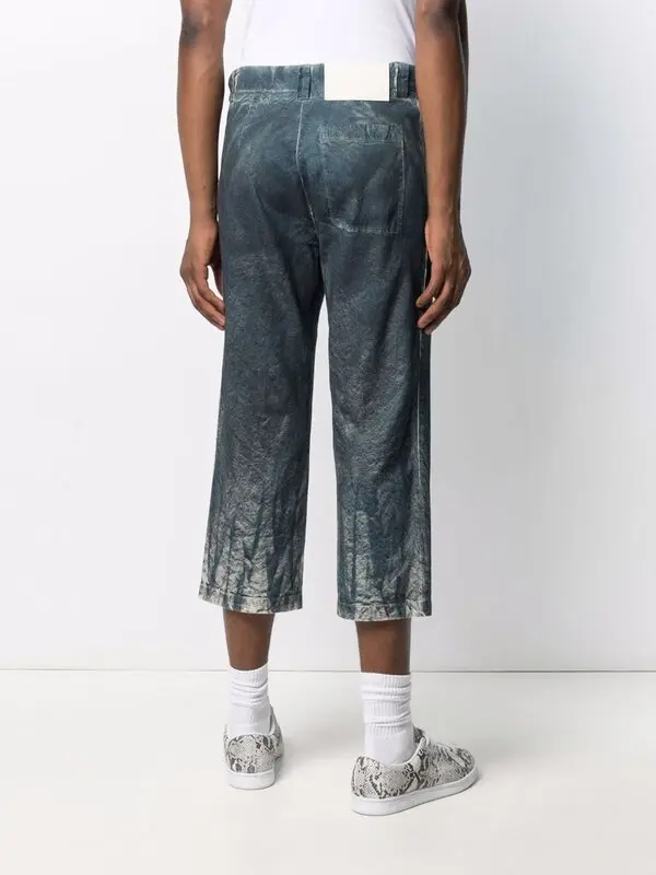 Sunnei Bleached-effect Cropped Trousers - Blue