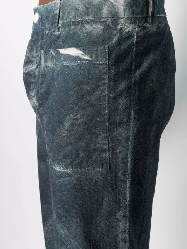 Sunnei Bleached-effect Cropped Trousers - Blue
