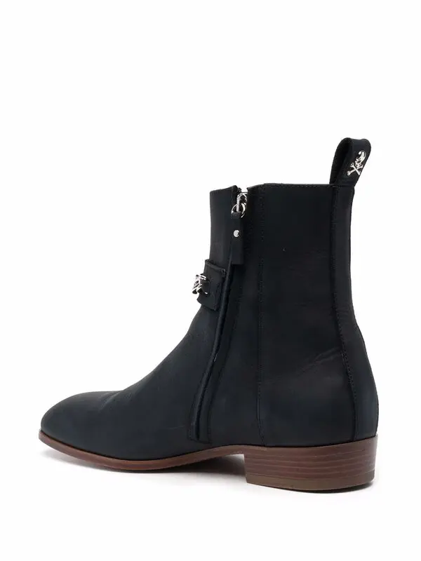Philipp Plein Nabuk Leather Ankle Boots - Black