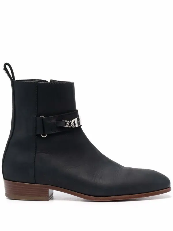 Philipp Plein Nabuk Leather Ankle Boots - Black