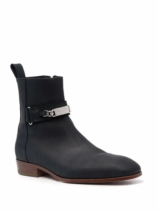 Philipp Plein Nabuk Leather Ankle Boots - Black