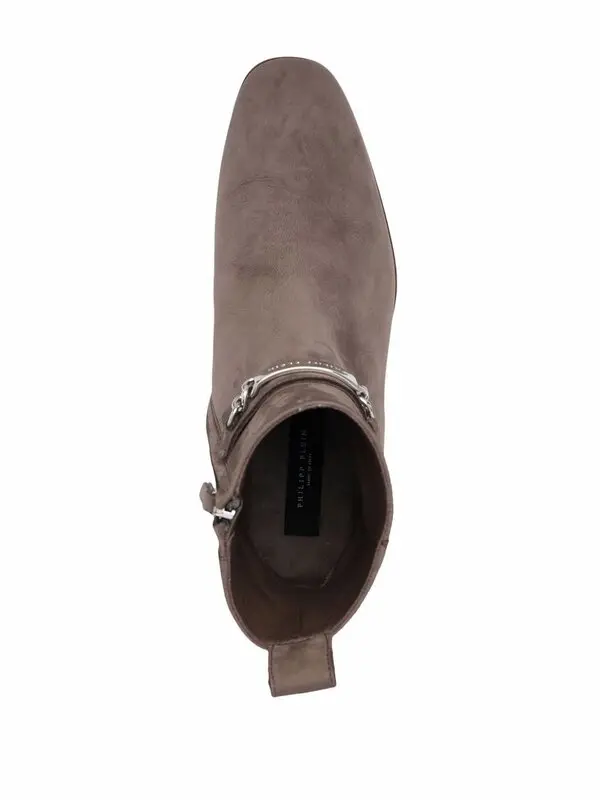Philipp Plein Nabuk Leather Ankle Boots