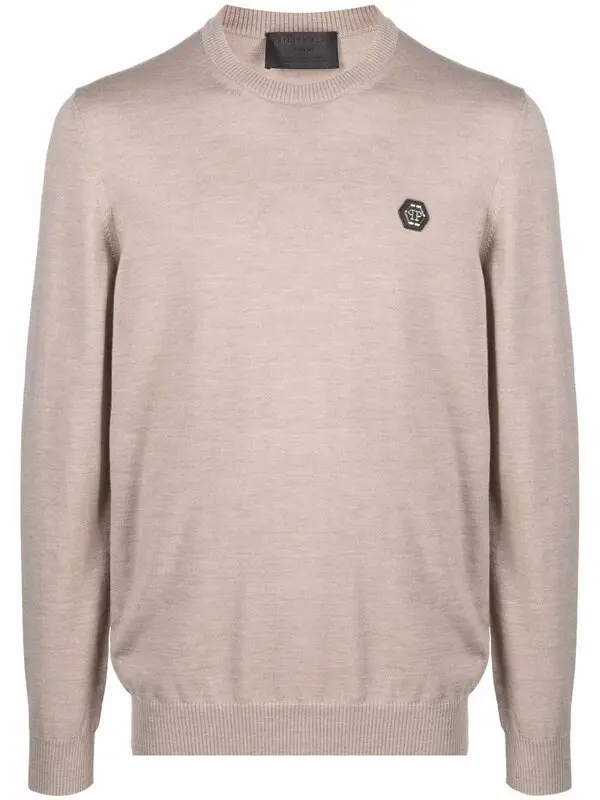 Philipp Plein Institutional Merino Knit Jumper - Neutrals