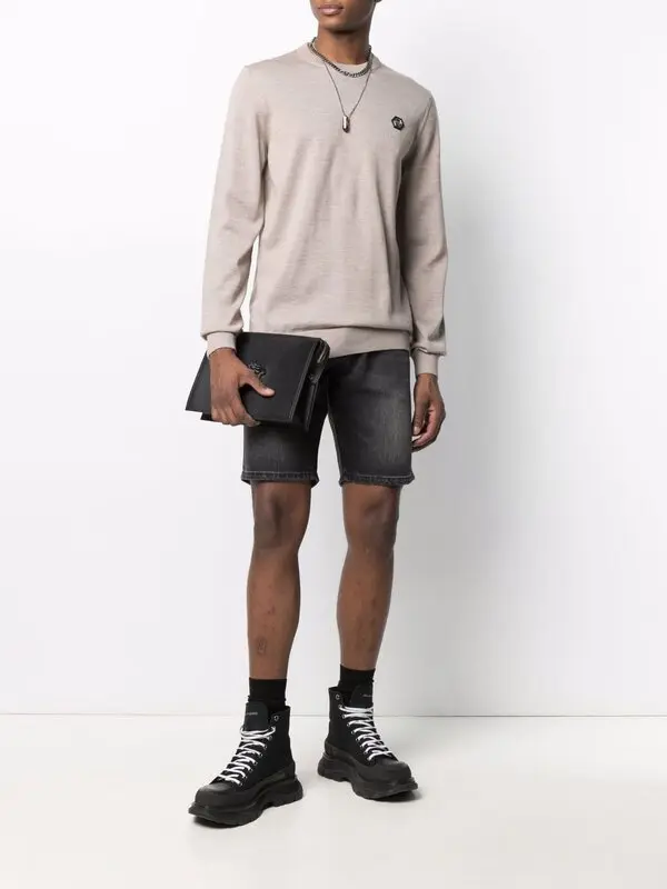 Philipp Plein Institutional Merino Knit Jumper - Neutrals