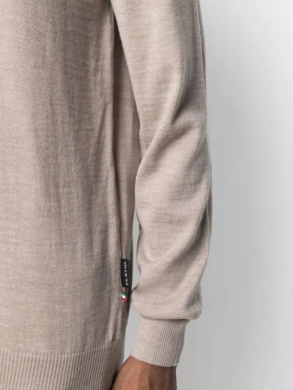 Philipp Plein Institutional Merino Knit Jumper - Neutrals