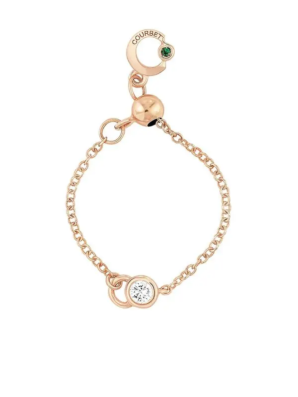 COURBET 18kt Recycled Rose Gold Adjustable Chain Ring - Pink