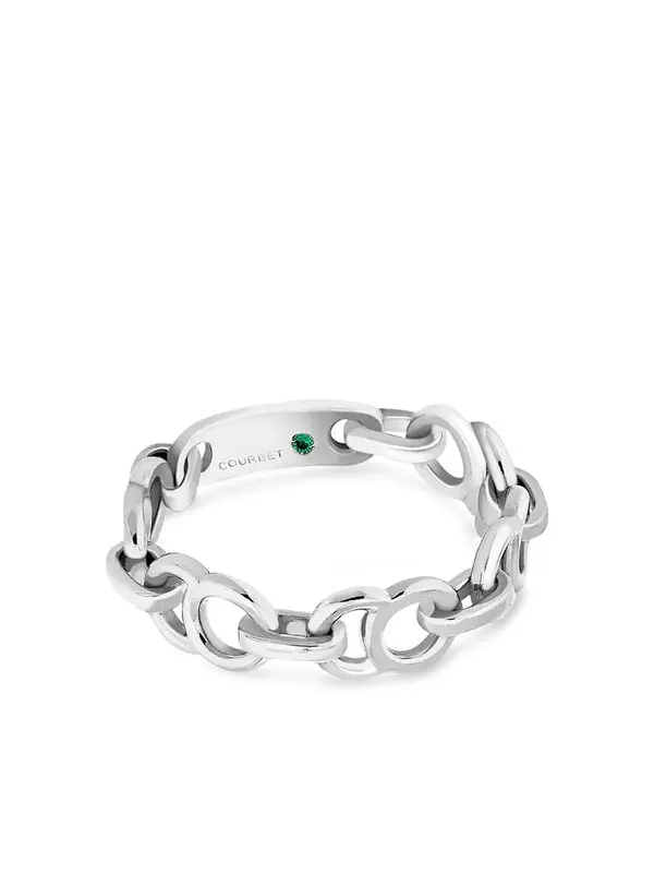 COURBET 18kt Recycled White Gold Celeste Chain Ring - Silver