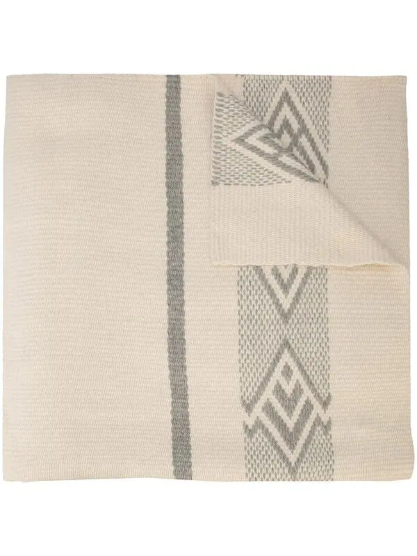 Voz Wide Diagonal Blanket Scarf - White