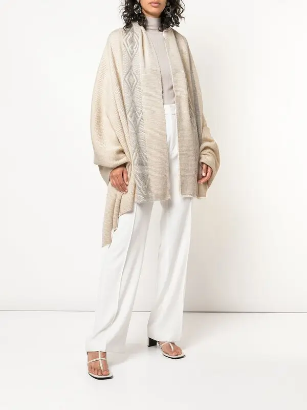 Voz Wide Diagonal Blanket Scarf - White