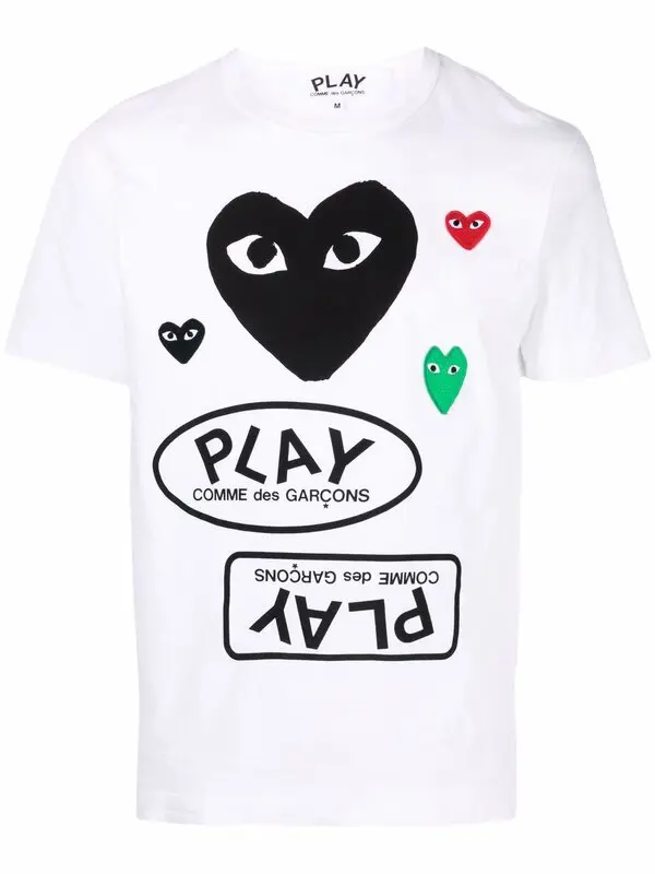 Play Comme Des Garcon Heart Logo-print T-shirt - White