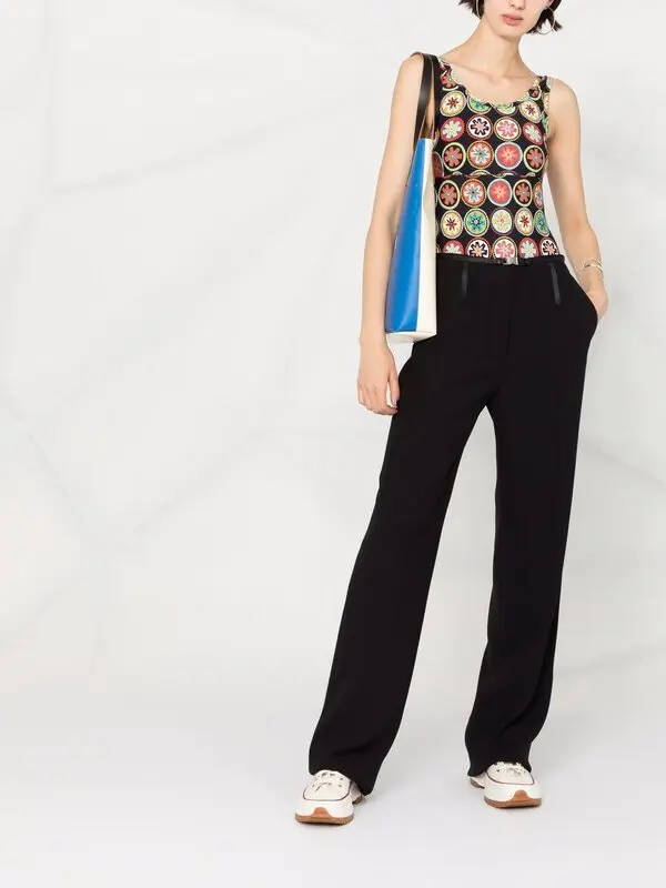 La DoubleJ Floral Print Scoop Neck Bodysuit